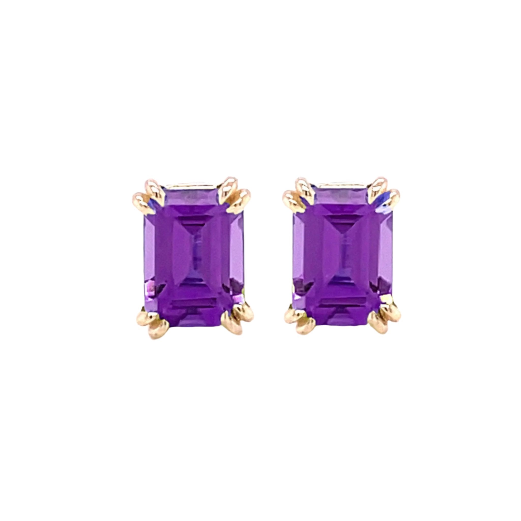 Emerald cut amethyst earrings store